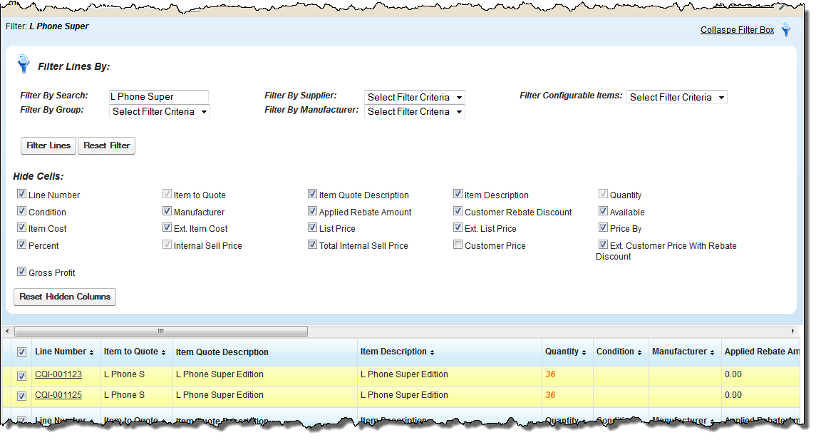 Managing Customer Quotation Lines - Supply Chain Management