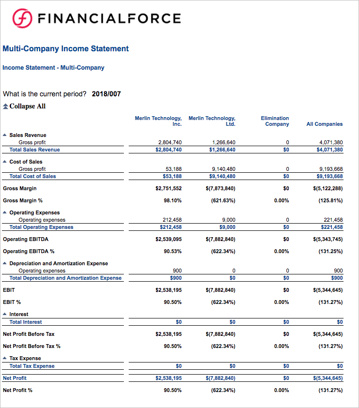 S2S Income Statement - Multi-Company - Reporting