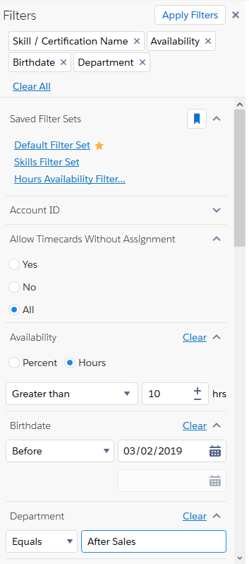 Filters Panel Overview