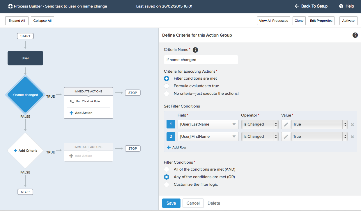 Using ClickLink Rules with Process Builder