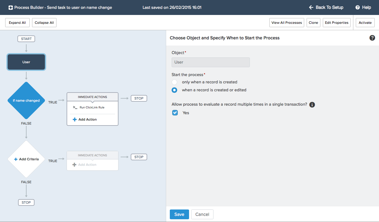 Using ClickLink Rules with Process Builder