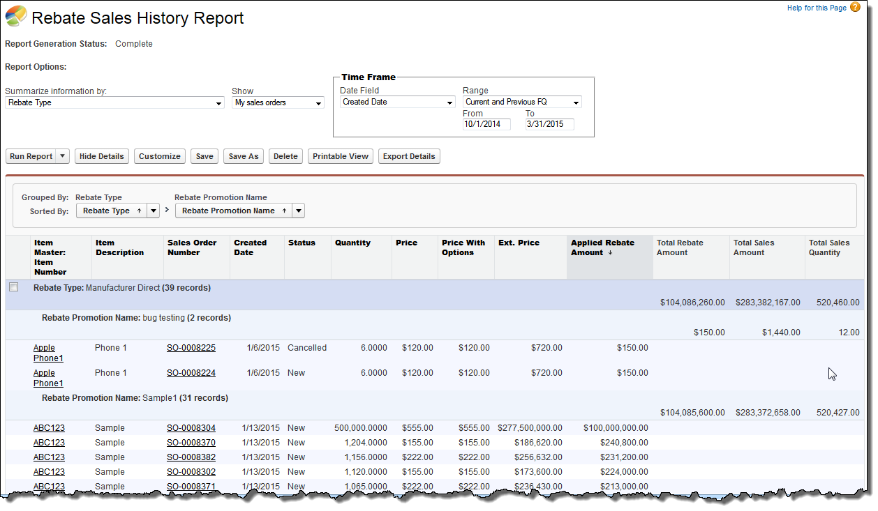 Rebate Reports